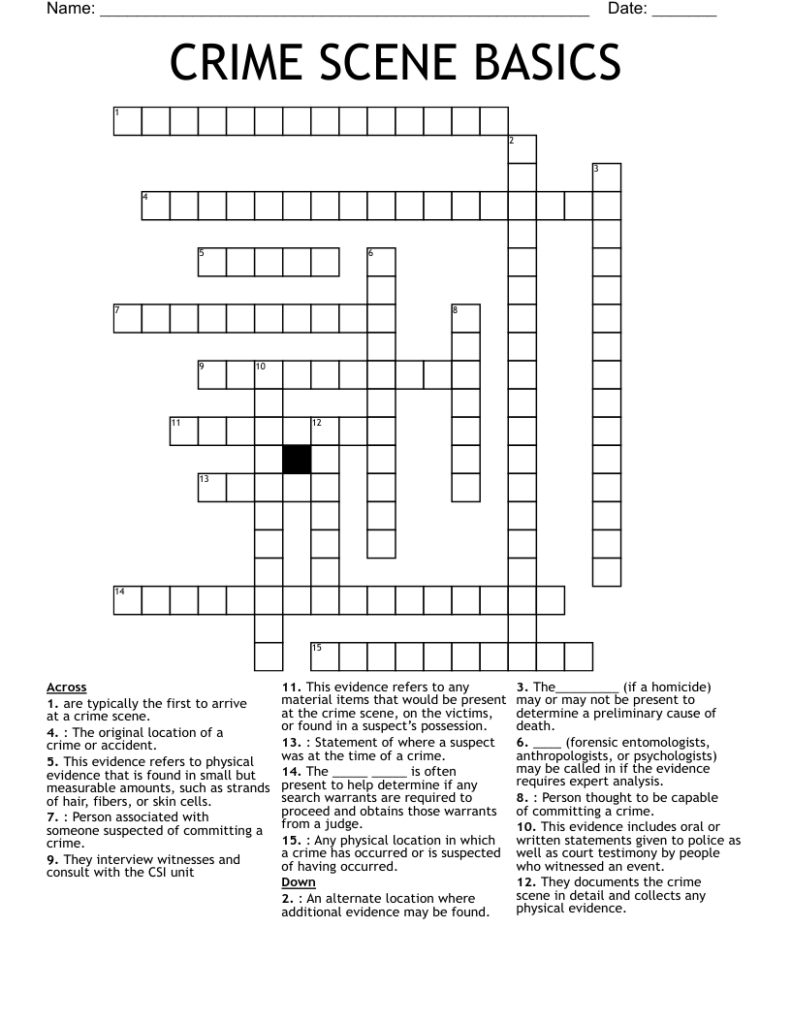 Crime Scene To Courtroom Review Puzzle Template - Creative Printable